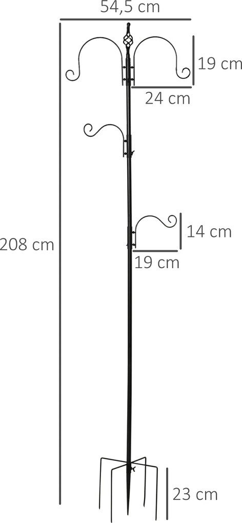 Krmítko pro ptáky, venkovní krmítko, 4 háčky, ocel, černé