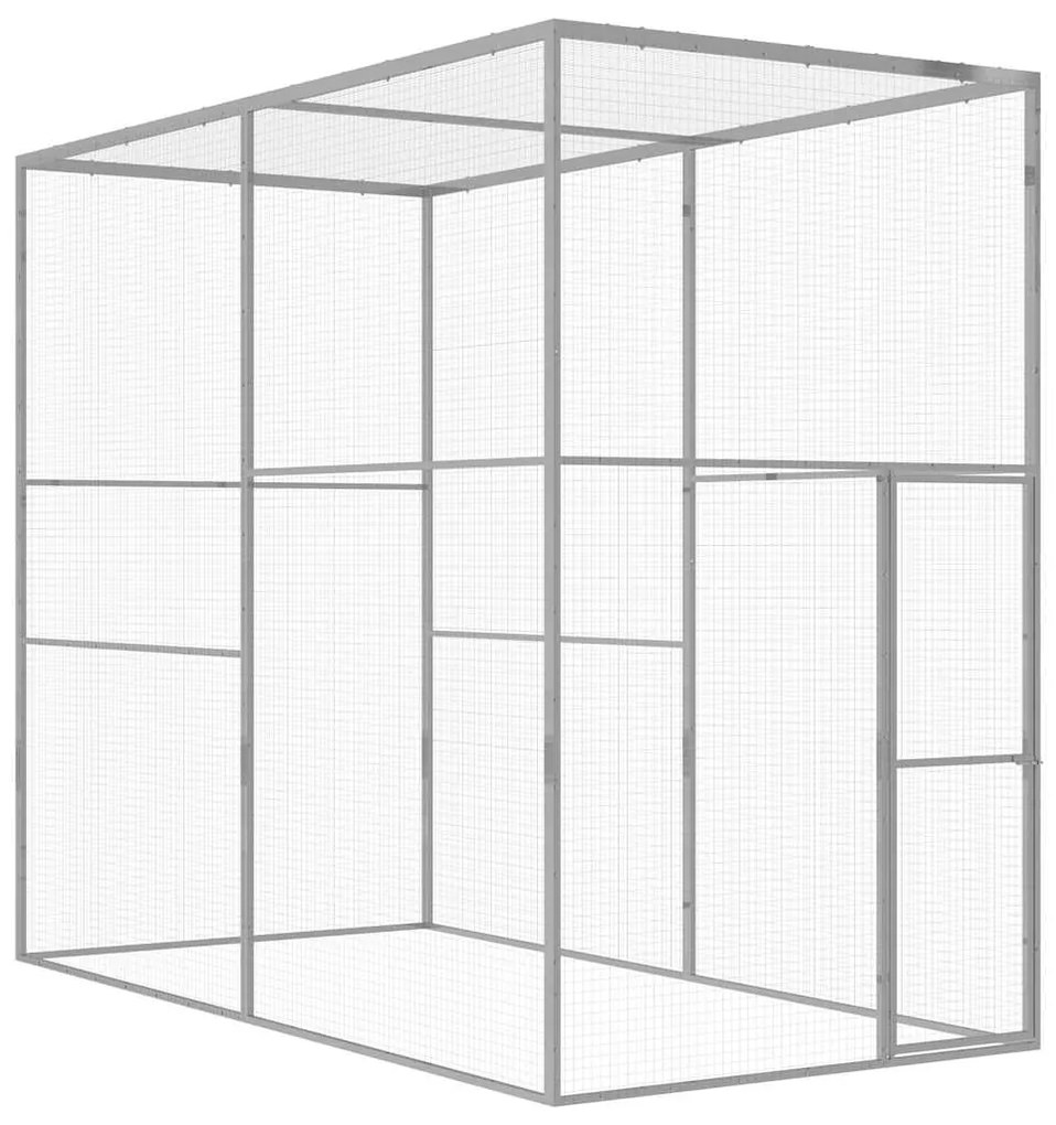 Klec pro kočky 3 x 1,5 x 2,5 m pozinkovaná ocel 146360