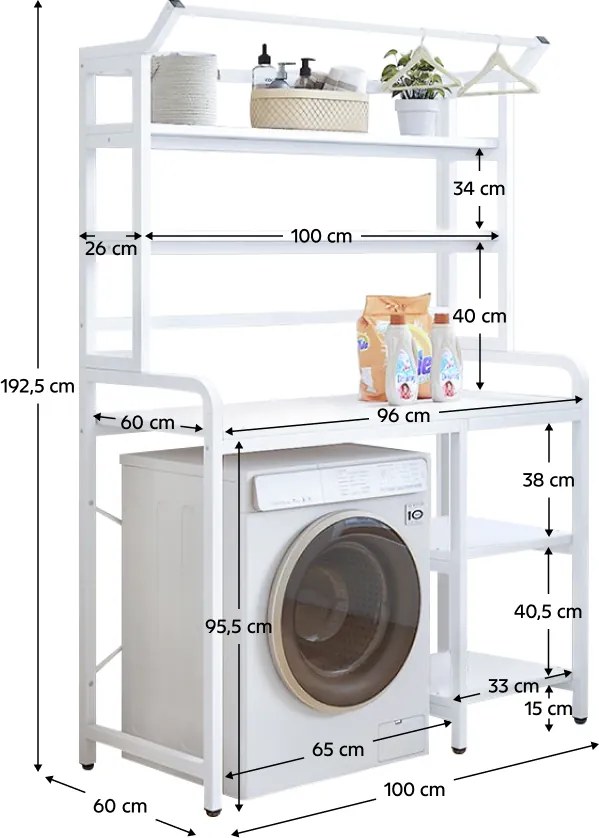 Regál nad pračku JABIR, bílá