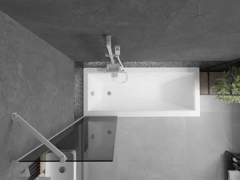 Mexen Next, vanová zástěna 1-křídlová 50 x 150 cm, fixní křídlo, 6 mm šedé sklo, bílý profil, 895-050-000-00-40-20