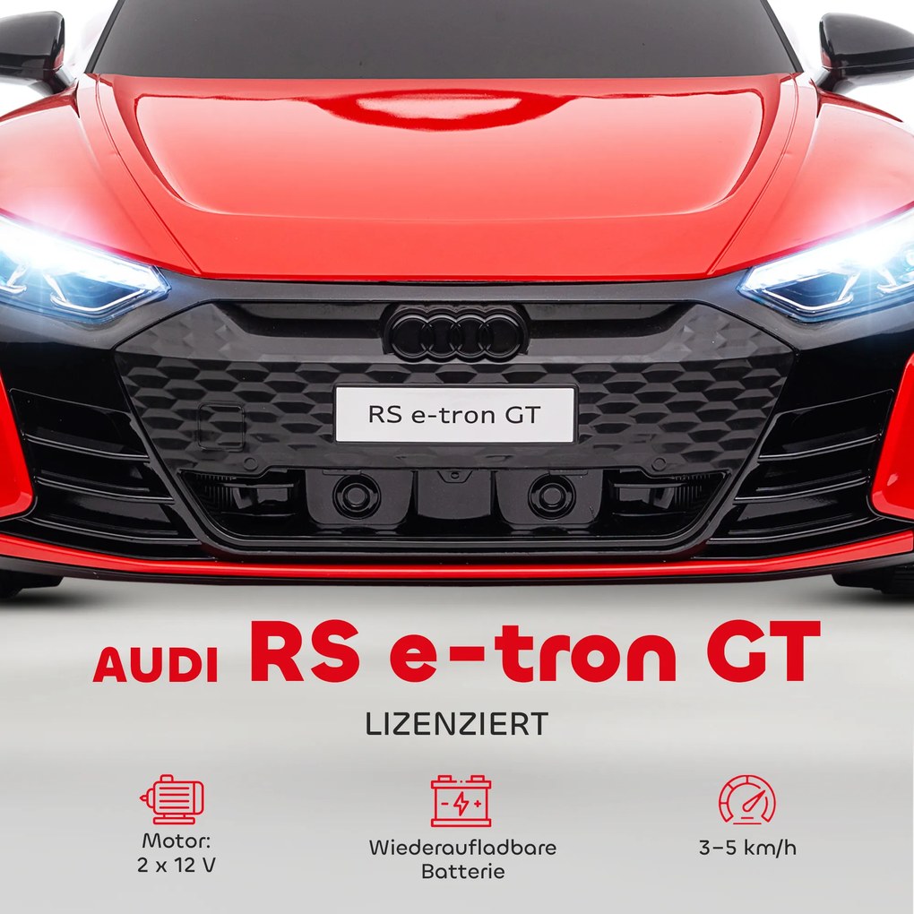 HOMCOM dětské elektrické autíčko, dětské autíčko na dálkové ovládání, AUDI RS e-tron GT dětské autíčko s bezpečnostním pásem, klaksonem a hudbou a sv…