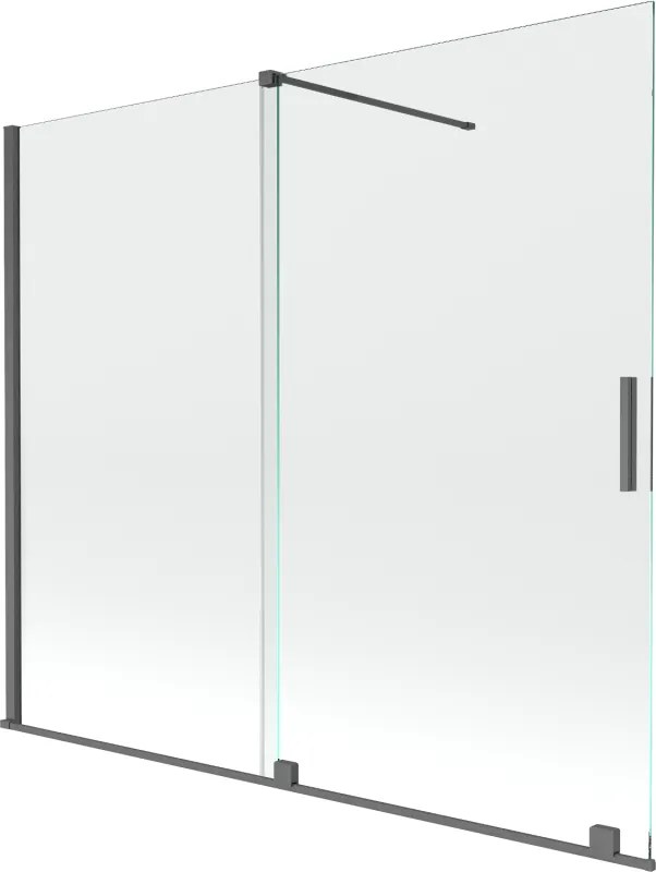 Mexen Velar, 2-křídlová posuvná vanová zástěna 180 x 150 cm, 8mm čiré sklo, grafitový matný profil, 896-180-000-01-66