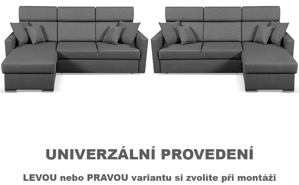 Sedací souprava SLIM Lux | 215x164 | rozkládací + úložný prostor | 04 šedohnědá | LEVÁ i PRAVÁ