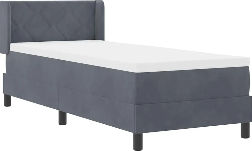 Postel s boxspringem s čelo Tmavě šedá 200 x 80 cm samet 3341493