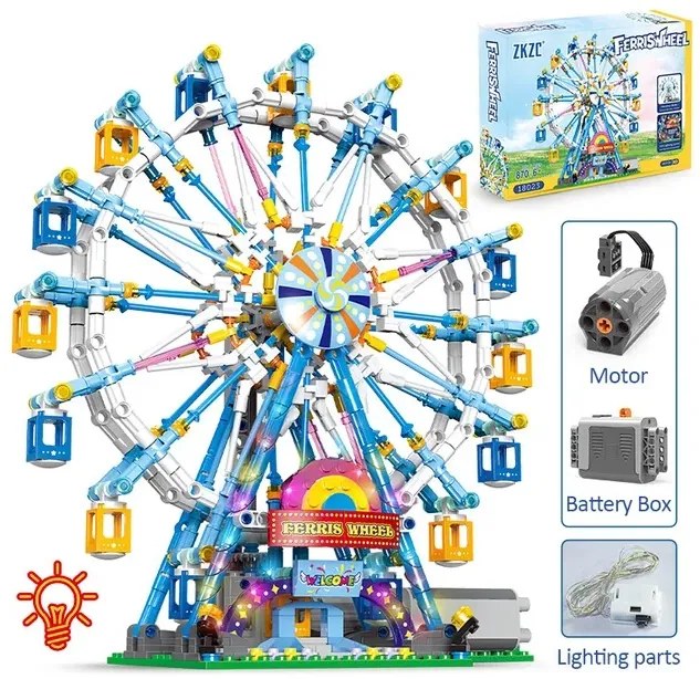 Stavebnice - Ruské kolo s osvětlením a motorkem Barva: s krabicí