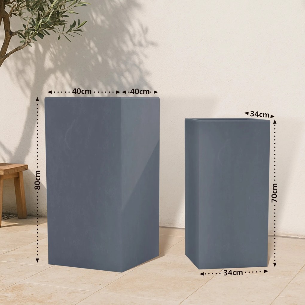 Sada 2 ks květináčů 3 square - antracitová