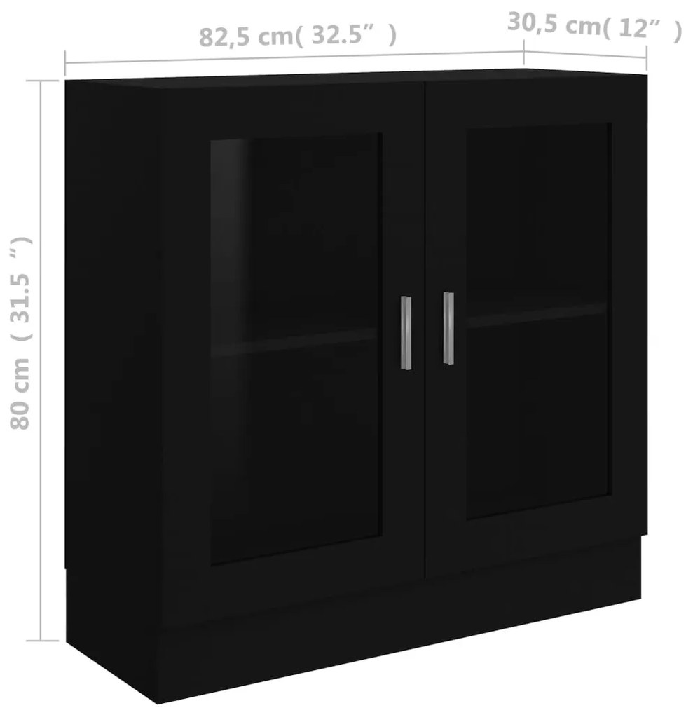 vidaXL Marketos Prosklená skříň černá 82,5 x 30,5 x 80 cm kompozitní dřevo