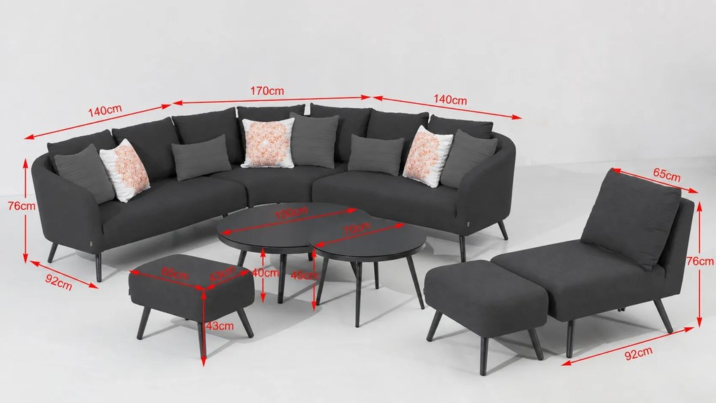 Doppler Melia LIKA-TEX® antracit - luxusní zahradní souprava - Rozbalené zboží (N603)