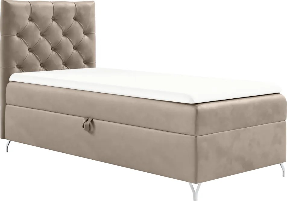 Boxspringová postel, 90x200, béžová látka Velvet, levá, GULIETTE + dárek