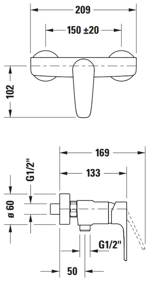 Duravit B.1 - sprchová baterie nástěnná, barva: chrom, B14230000010