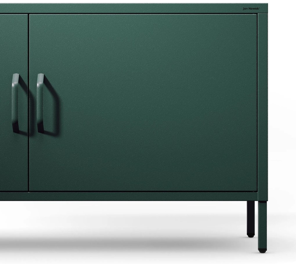 TV skříňka kovová na nožičkách lahvově zelená, 1150x595x400 mm: ROSA Modern