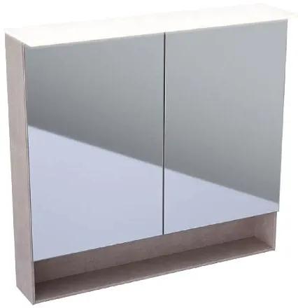 Geberit Acanto - Zrcadlová skříňka 740x830 mm s LED osvětlením, dub Mystic 500.645.00.2