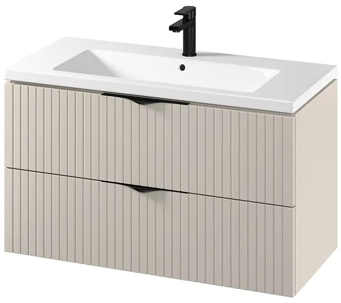 Cersanit Tirso, závěsná umyvadlová skříňka 994x447x572 mm + keramické umyvadlo, béžová matná, S801-548