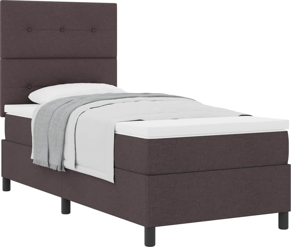 Postel s boxspringem s čelo Tmavě hnědá 80 x 200 cm textil 3339346
