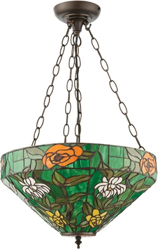 Interiors 1900 AGAPANTHA závěsný lustr 74438 s květy v zeleném styl Tiffany