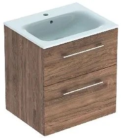 Geberit Selnova Square - Umyvadlová skříňka 635x588x480 mm, s umyvadlem, 2 zásuvky, ořech hickory 501.238.00.1