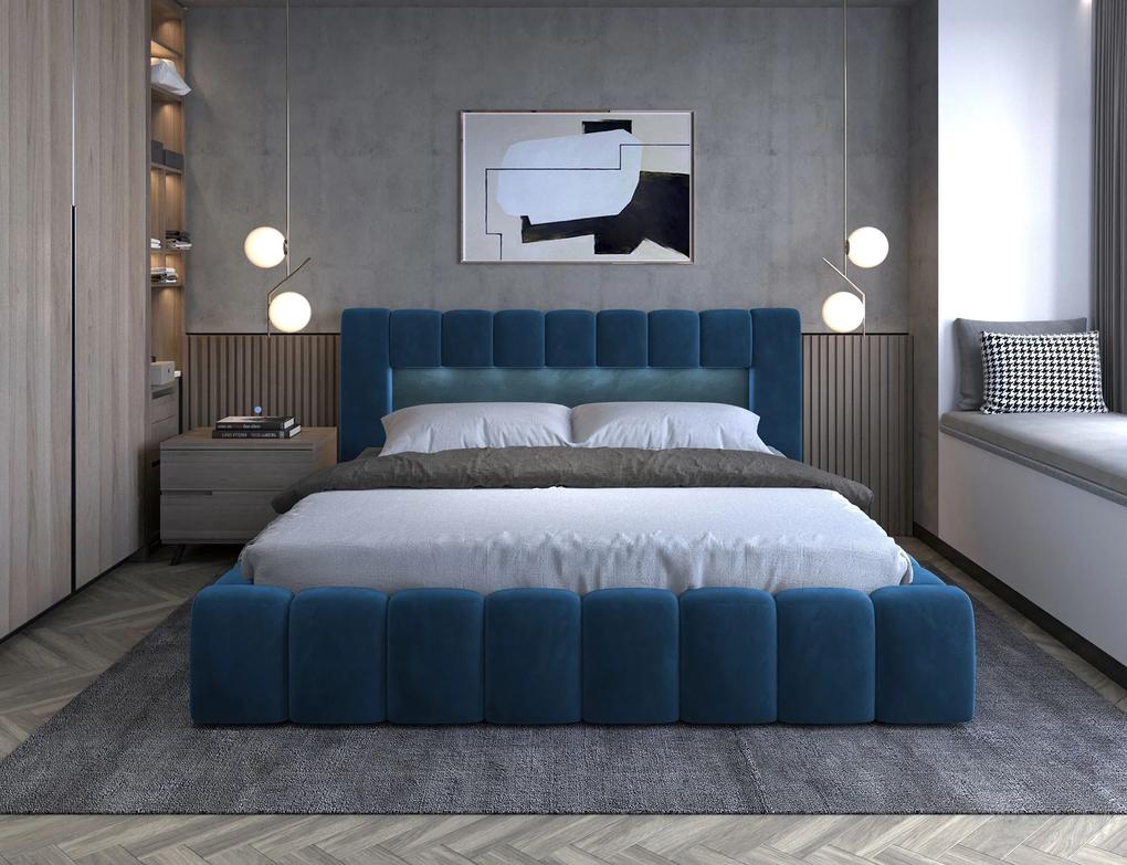 Eltap Čalouněná postel Lamica s úložným prostorem - dřevo Materiál a barva potahu: Monolith 84 - šedá, Rozměry (cm): 180x200