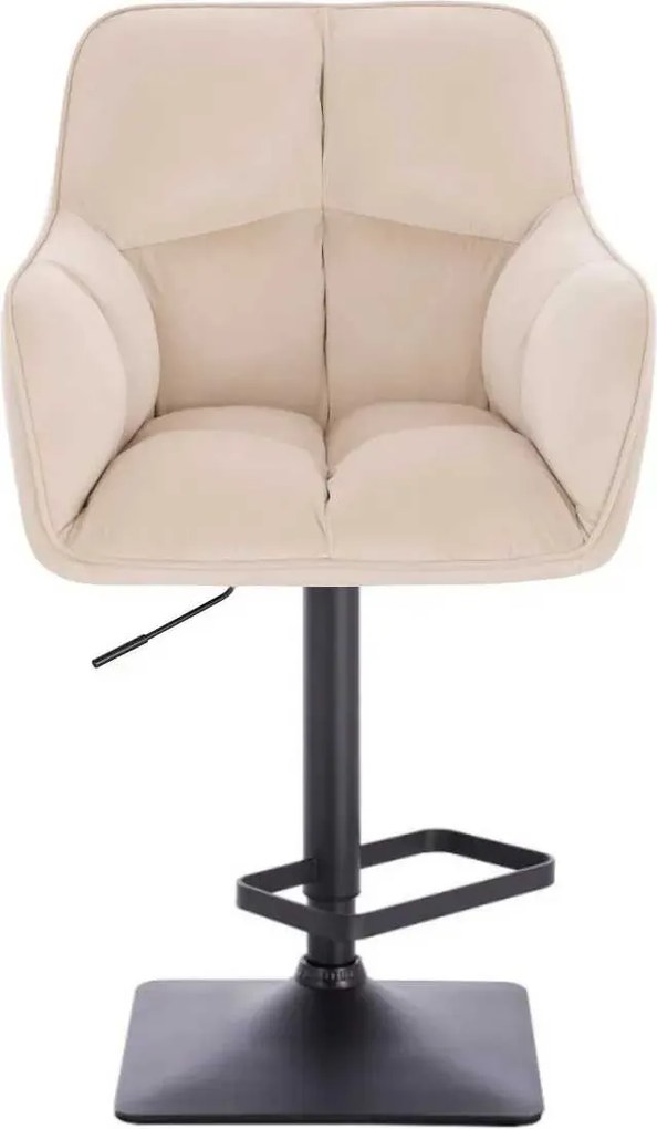 LuxuryForm DESIGN Barová židle AMALFI VELUR na černé hranaté podstavě - krémová