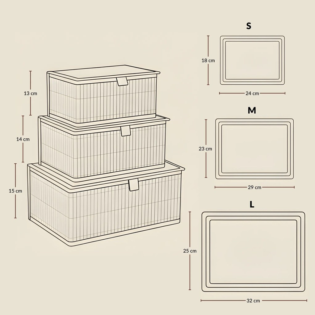 Sada uzavíratelných košíků ve třech velikostech TILVA