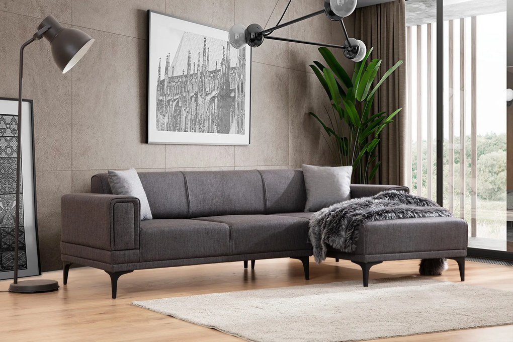 Hanah Home Rohová pohovka HORIZON tmavě šedá pravá