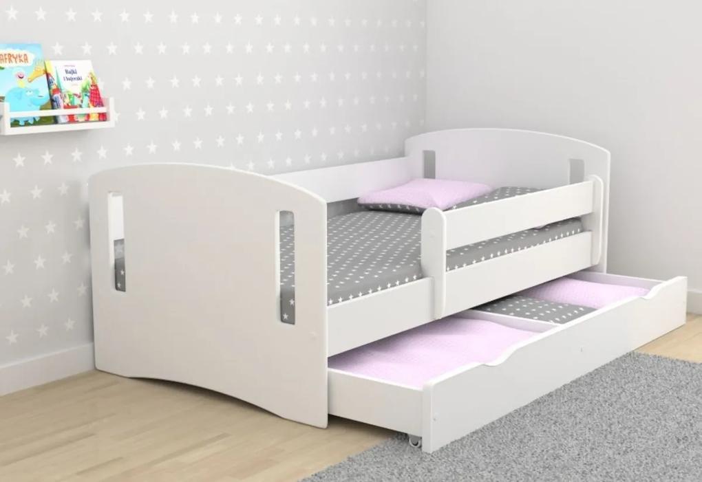 Dětská postel CLASSIC 2 + matrace + úložný prostor, 140x80, růžová