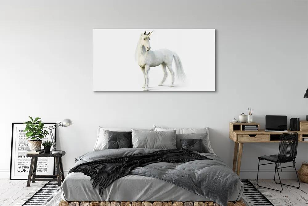 akrylový obraz bílý jednorožec 140x70 cm