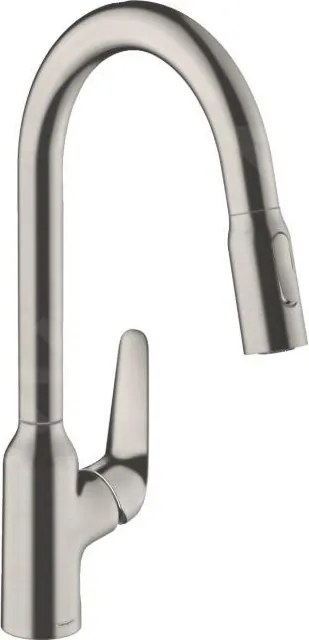 Hansgrohe Focus M42, dřezová baterie M429-H220 s výsuvnou sprškou, vzhled nerezavějící oceli, HAN-71800800