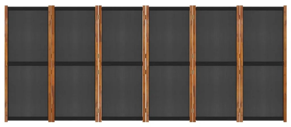 6dílný paraván černý 420 x 180 cm,  319182