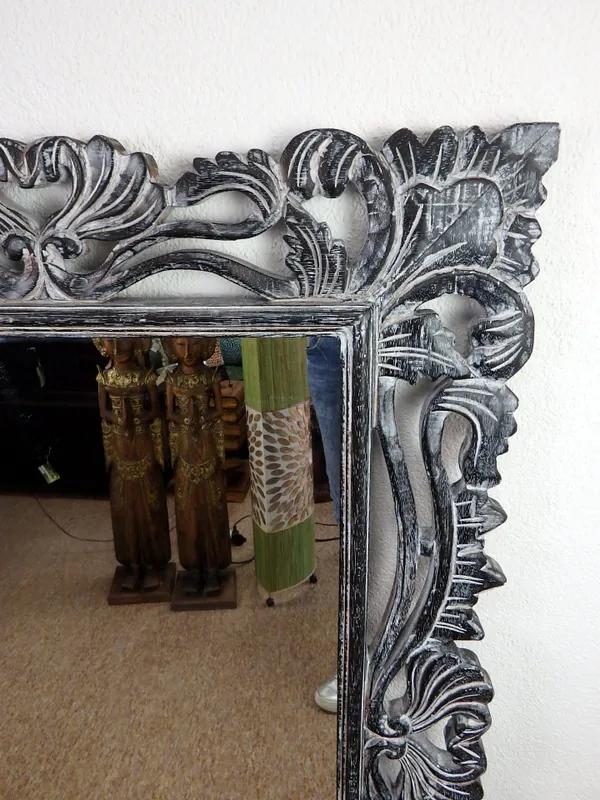 Zrcadlo MAGIC černé, 120x80cm, exotické dřevo, ruční práce