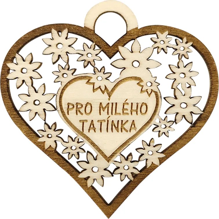AMADEA Dřevěné srdce s textem "pro milého tatínka", 7 cm, český výrobek