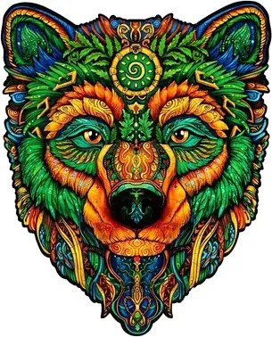 PUZZLER Dřevěné puzzle Moudrý medvěd / Barevné