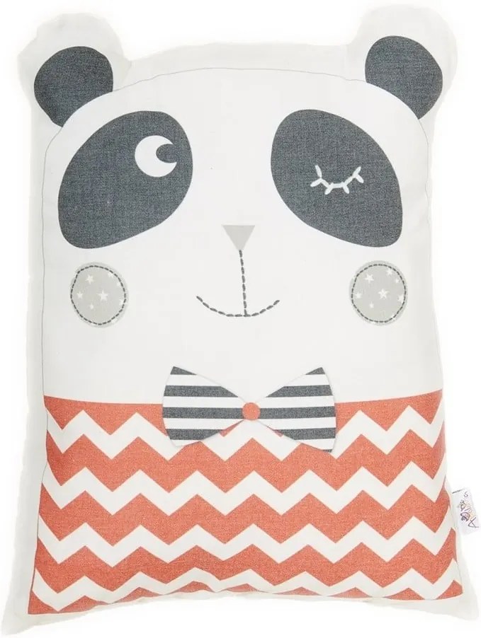 Červený dětský polštářek s příměsí bavlny Mike & Co. NEW YORK Pillow Toy Panda, 25 x 36 cm