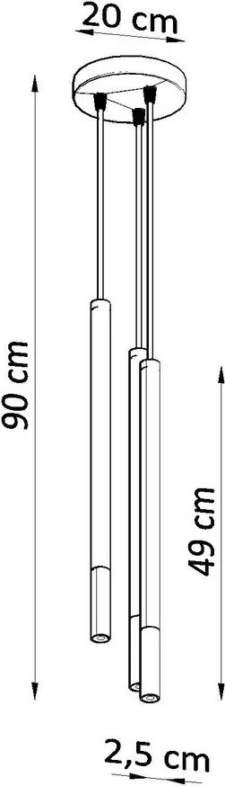 Černé/ve stříbrné barvě kovové závěsné svítidlo ø 20 cm Asarot – Sollux