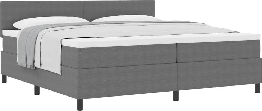 Postel s boxspringem s čelo Světle šedá a bílá 200 x 200 cm 3337527