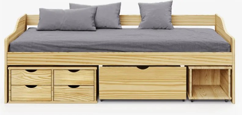 Postel 90x200 s úložným prostorem, přírodní, masiv, MAXI NEW Kondela 0000274652