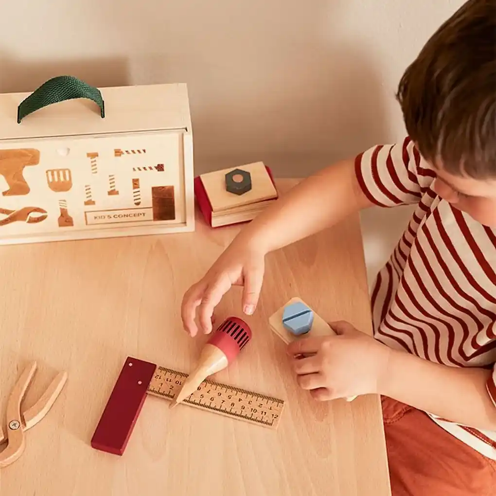Kids Concept Dřevěná dětská sada nářadí Tool Case, multi barva, přírodní  barva, dřevo | BIANO