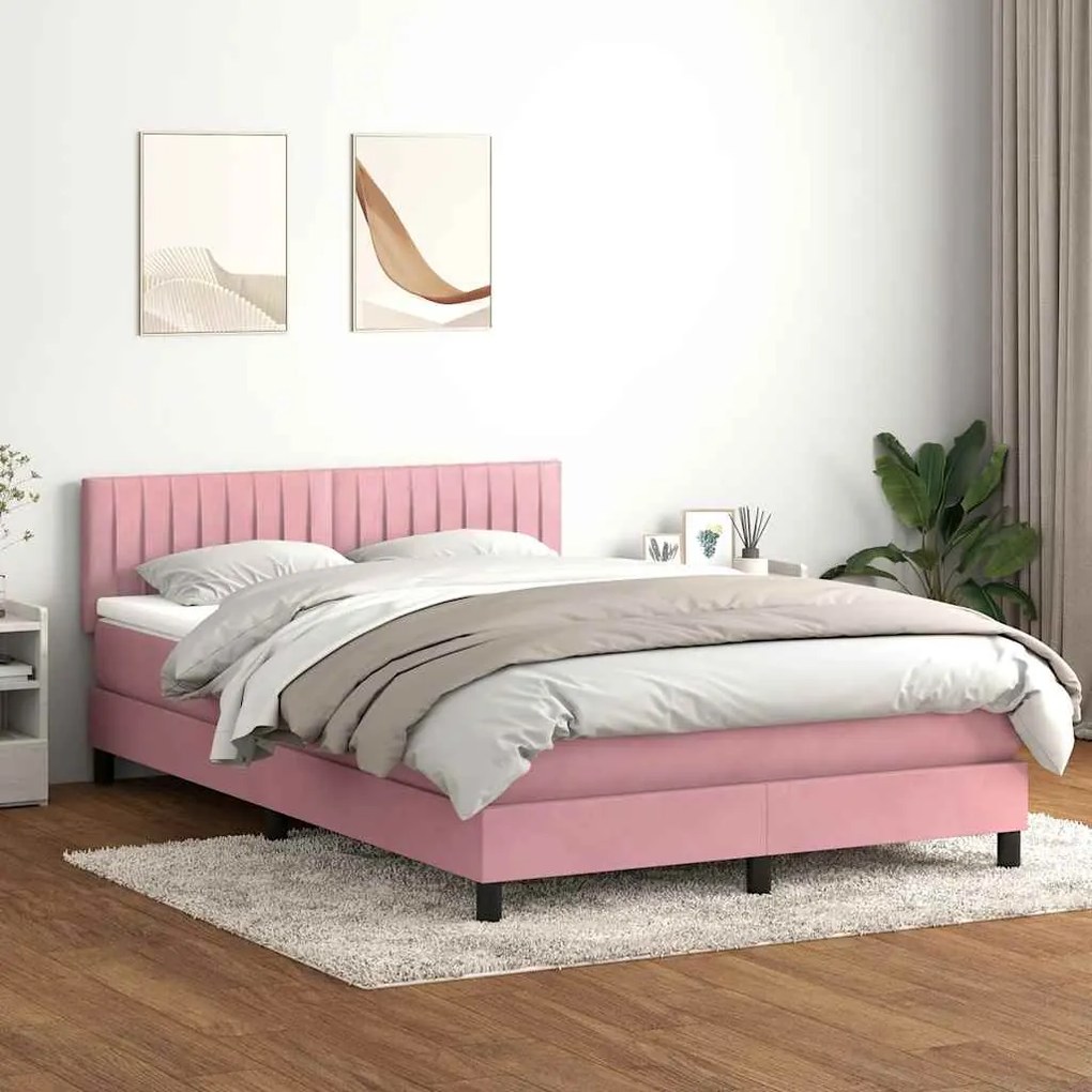 Box spring postel s matrací růžová 160x210 cm samet 3316412