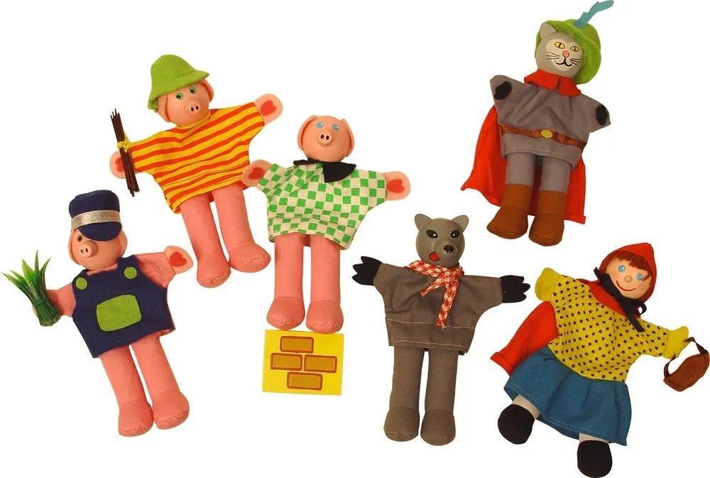 Bigjigs toys prstoví maňásci - postavičky z pohádky o červené karkulce