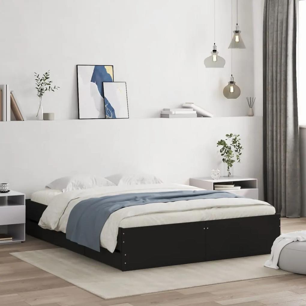 vidaXL Rám postele se zásuvkami černý 140 x 190 cm kompozitní dřevo