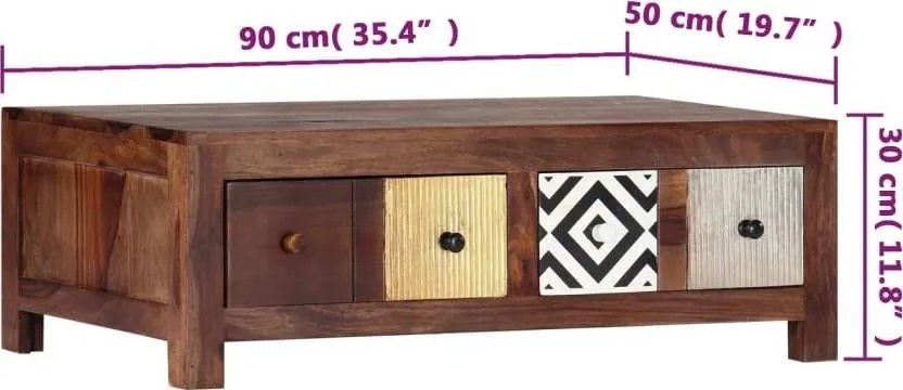 vidaXL Konferenční stolek 90 x 50 x 30 cm masivní sheeshamové dřevo [247731]