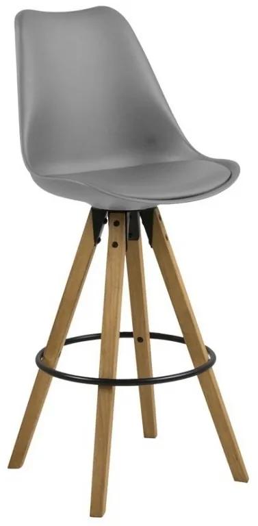 Barová židle Damian, šedá/dřevo
