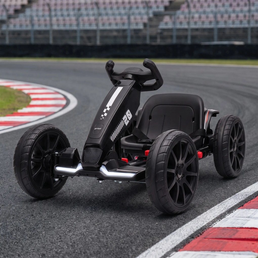 AIYAPLAY Elektrické dětské go-kart 12V, gokart se 2 motory, sedadlo nastavitelná ve 4 polohách, plynulý start, EVA kola, LED světlomety
