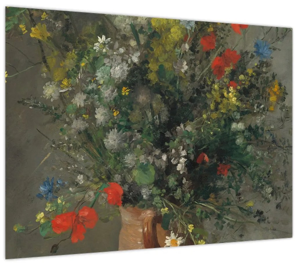 Skleněný obraz - Auguste Renoir,  Flowers in a Vase, reprodukce (70x50 cm)