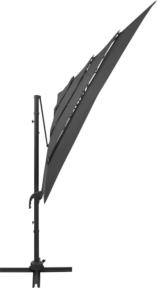 4stupňový zahradní slunečník hliníková tyč antracit 250x250 cm 313822