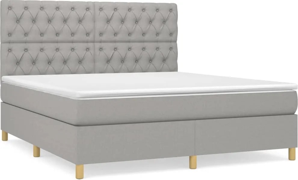 Box spring postel s matrací světle šedá 160 x 200 cm textil 3142585