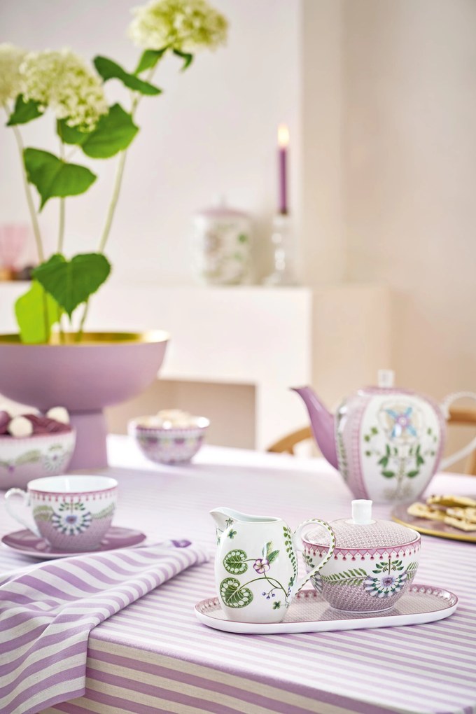 Pip Studio Lily & Lotus cukřenka 300ml, lila (porcelánová cukřenka s víčkem 300ml)