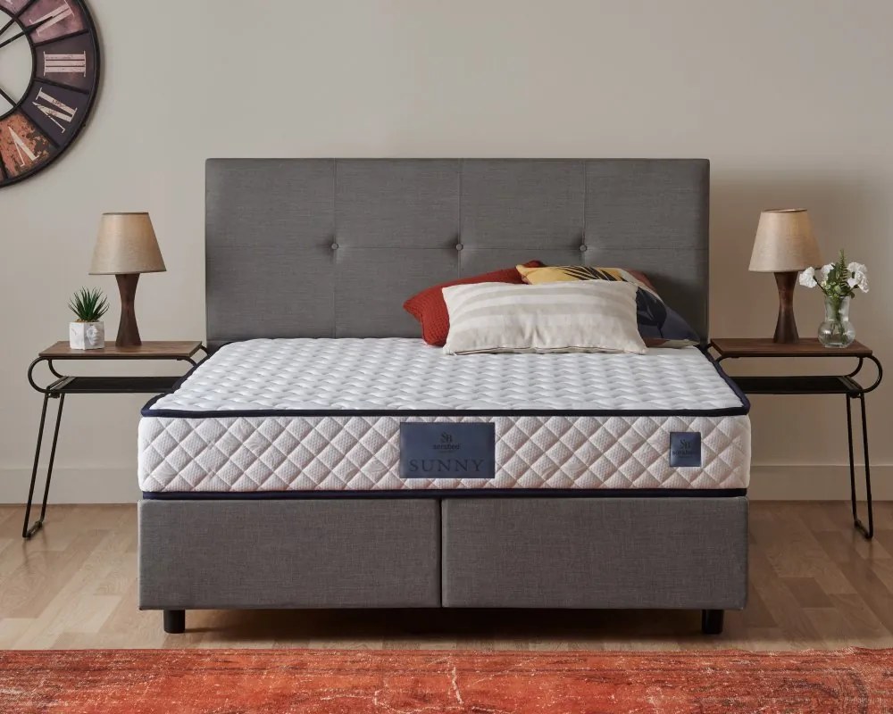 Čalouněná postel SUNNY s matrací - tmavě šedá 100 × 200 cm