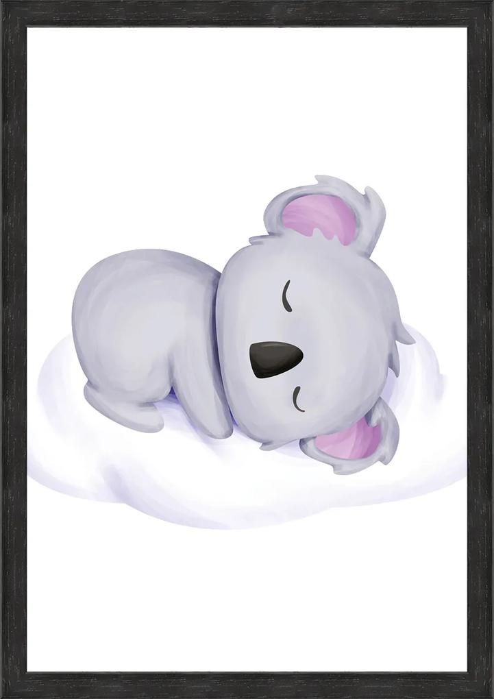 Plakát zvířátka spící koala - Obraz, Plakát Velikost: B2 - 50x70 cm, Volba rámu: s bílým rámem