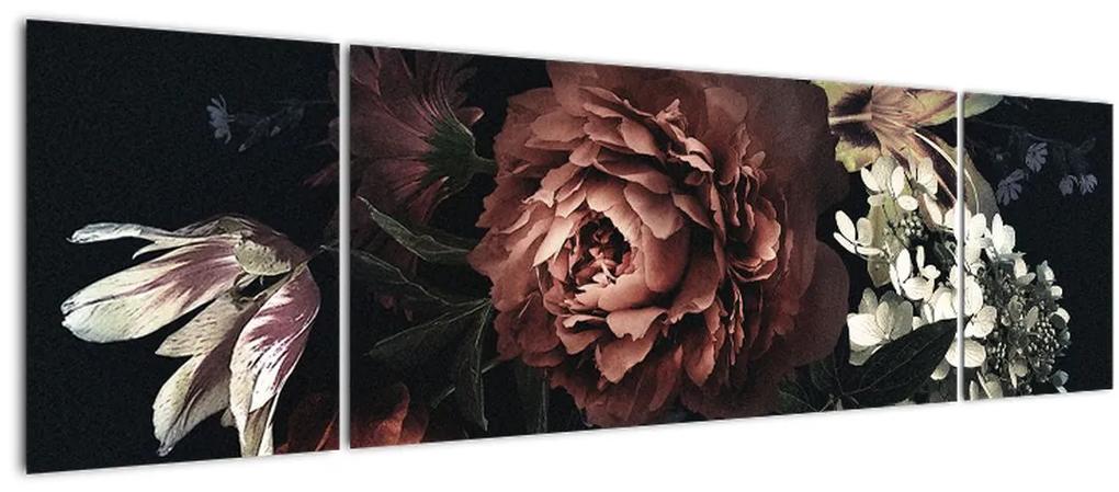 Obraz - Temné květy (170x50 cm)