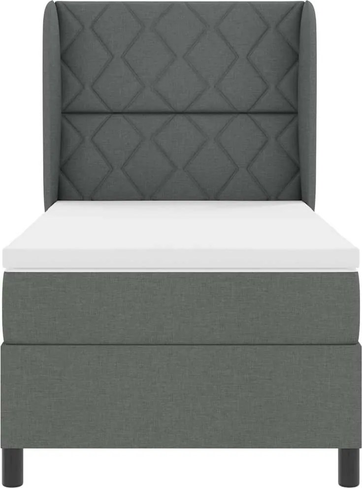 Postel s boxspringem s čelo Tmavě šedá 90 x 200 cm textil 3340607